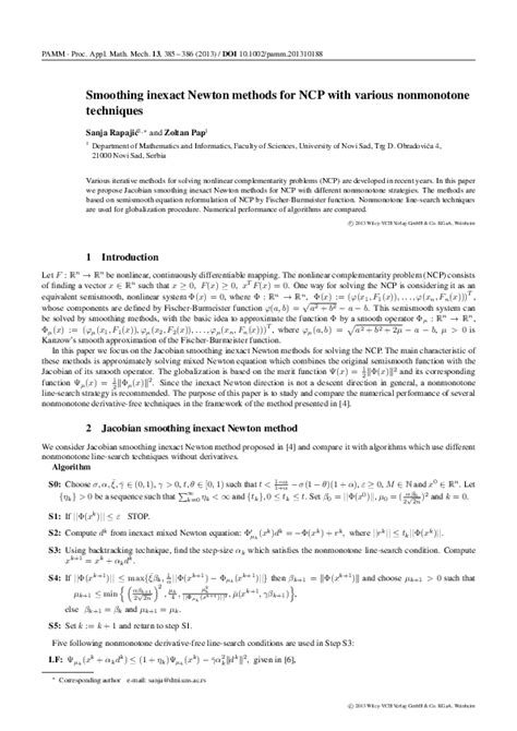 Pdf Smoothing Inexact Newton Methods For Ncp With Various Nonmonotone