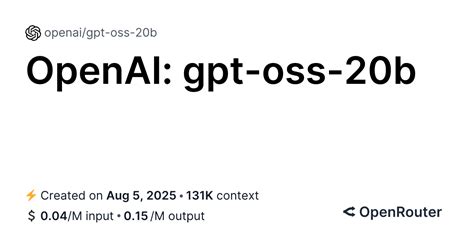 Gpt Oss 20b Api Providers Stats Openrouter