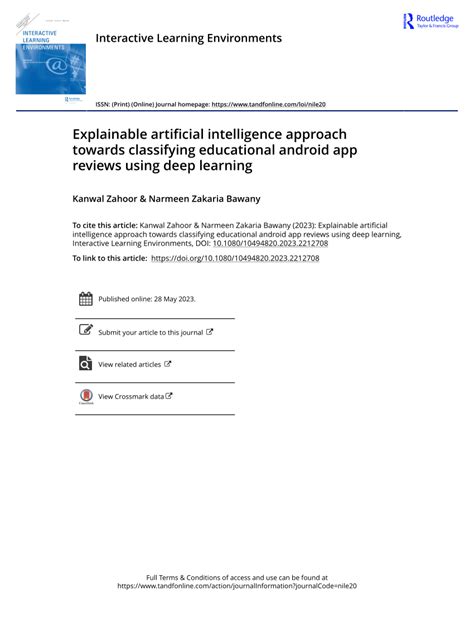 Pdf Explainable Artificial Intelligence Approach Towards Classifying Educational Android App