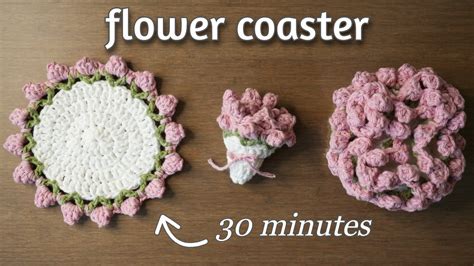Crochet Flower Bouquet Coaster Tutorial Youtube