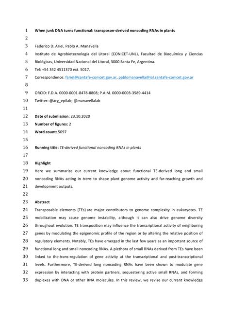 Pdf When Junk Dna Turns Functional Transposon Derived Noncoding Rnas