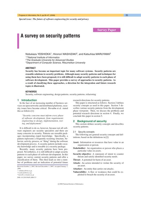Pdf A Survey On Security Patterns