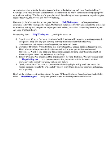 How To Write A Ap Lang Synthesis Essay Pdf Essays