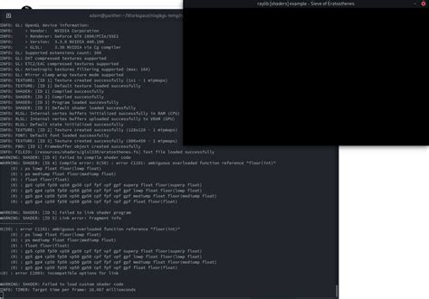 Examples Shaders Eratosthenes Black Window And Shader Errors Issue Raysan Raylib