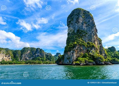 Railay West Beach With Beautiful Rock Formation And Landscape Scenery