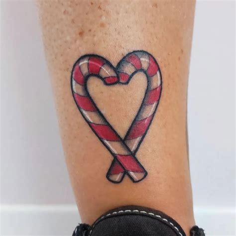 Festive Striped Body Art Sweet Candy Cane Tattoo Ideas Tattoo Glee
