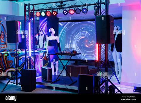 Dj Equipment On Stage For Electronic Music Live Performance In Nightclub Musician Controller