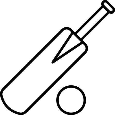 A Cricket Bat And Ball Outline On A White Background 51935722 Vector