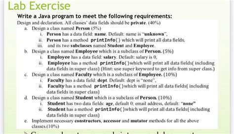 Solved Lab Exercise Write A Java Program To Meet The