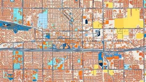 Colorful Visalia Street Map With Labels And Buildings Stock