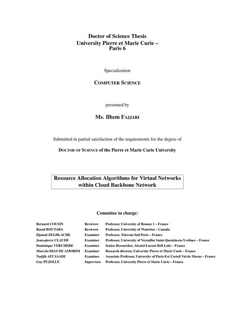 Pdf Resource Allocation Algorithms For Virtual Networks Within Cloud
