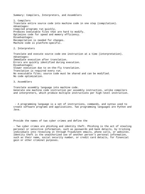 summary compilers interpreters pdf