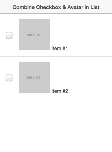 Angularjs Combine Checkbox Avatar In An Ionic Framework List