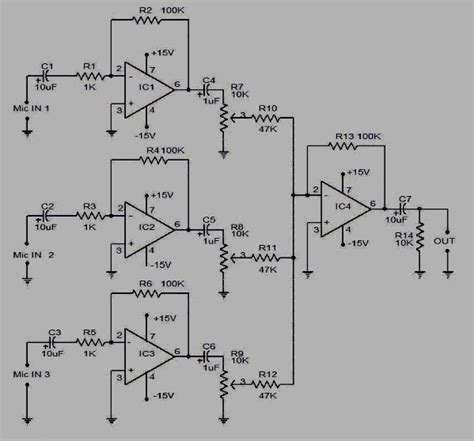 Rangkaian Pre Amp Mic 3 Input Lm741 Electronic