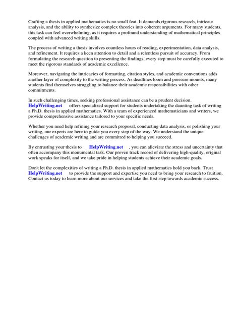 Applied Mathematics Phd Thesis Pdf Mathematics Thesis