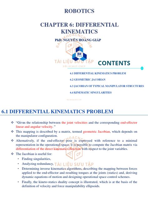 Nhg Lecture Robotics 6 Differential Kinematics Pdf