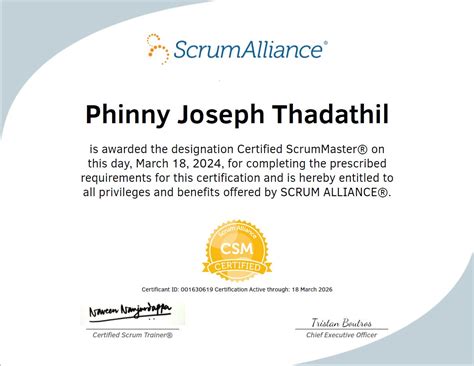 I Am A Certified Scrummaster® Phinny Joseph Thadathil Posted On The Topic Linkedin