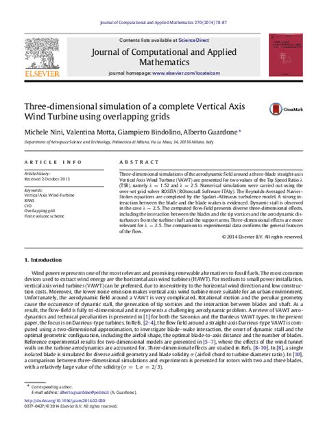 Pdf Three Dimensional Simulation Of A Complete Vertical Axis Wind Turbine Using Overlapping Grids