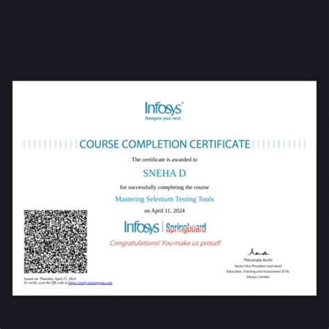 Sneha Dhanaraj On Linkedin Happy To Share That I Have Completed Selenium Testing Courses A Few