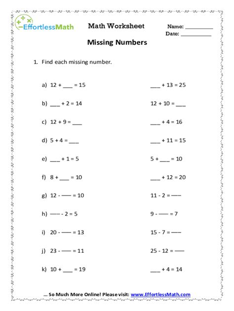 fillable online missing numbers in addition and subtraction khan academy fax email print