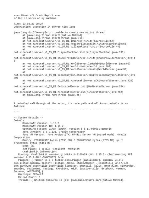 Crash 2020 03 23 082712 Server Pdf Java Programming Language