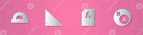 Set Paper Cut Protractor Triangle Math Function Mathematical Symbol