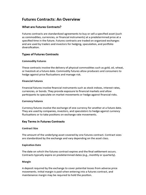 Future Contracts Pdf Futures Contract Hedge Finance