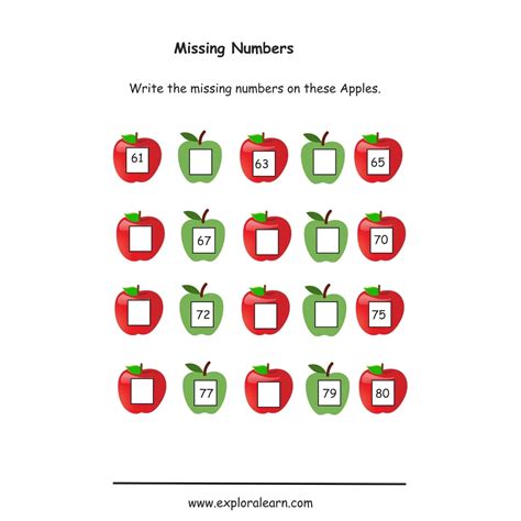 Free Exploralearn Worksheets Missing Number Sequence Worksheets