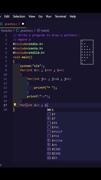 Wap To Half Diamond Star Pattern In C Pattern3 C Shorts
