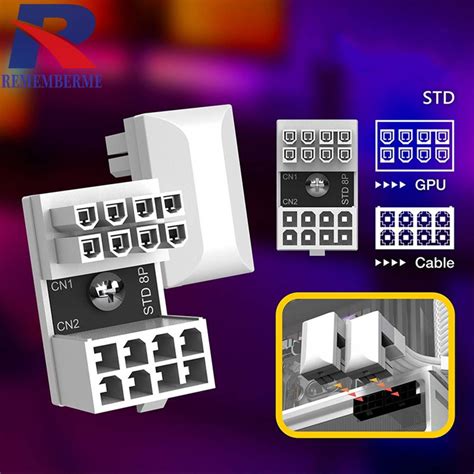 180 Degree 8 Pin Adapter Desktop Computer Angled Power Adaptor For