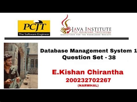 Question Set Database Management System Kishan Chirantha Java Institute YouTube