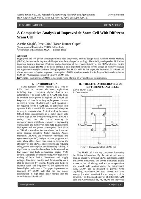 Pdf A Comparitive Analysis Of Improved 6t Sram Cell With Different