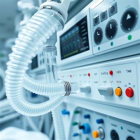Closeup Of Ventilator Tubing And Control Settings In Hightech Icu Premium Ai Generated Image