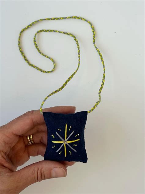 Hand Embroidered Sacred Amulet For Protection Guidance And Heart