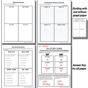 Math Review GCF LCM Add Subtract Multiply Divide Decimals Fractions