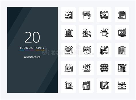 20 Architecture Outline Icon For Presentation Stock Vector