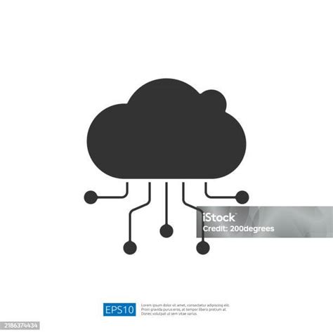 A Simplistic Black Cloud Icon With Lines Extending Downward Representing Data Transfer Or Cloud