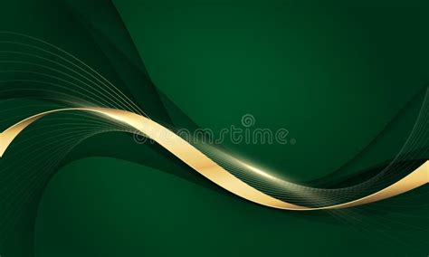 Abstract Gold Lines Wave Curve Luxury On Green Background Vector Stock Illustration