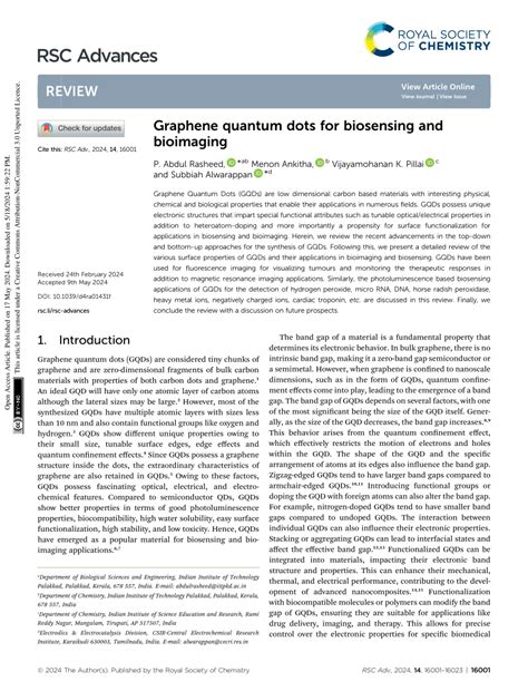 Pdf Graphene Quantum Dots For Biosensing And Bioimaging
