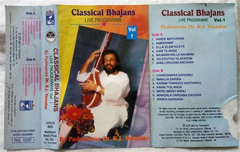 Classical Bhajans Live Programme Vol 1 Kjyesudas Audio Cassette