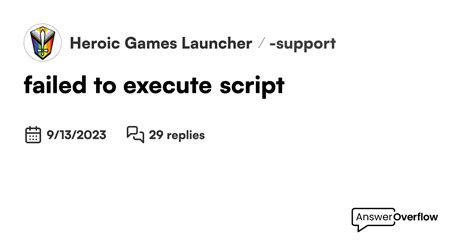 Failed To Execute Script Heroic Games Launcher