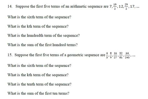 solved 14 suppose the first five terms of an arithmetic