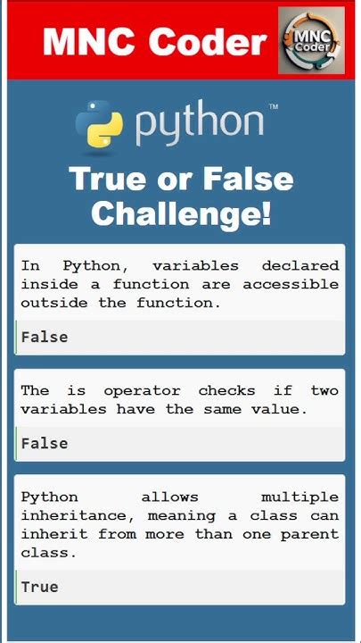 Python True Or False Challenge Test Your Knowledge Pythontruefalse Trueorfalse Youtube
