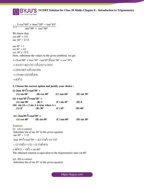 Ncert Solutions For Class 10 Maths Exercise 8 2 Chapter 8 Introduction To Trigonometry