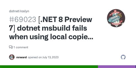 [ 8 preview 7] dotnet msbuild fails when using local copied dotnet