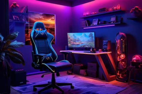 Premium AI Image RGB Lighting Gaming Room Wallpaper