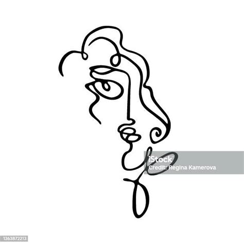 미니멀 한 드로잉 스타일로 하나의 연속 라인에 의해 손으로 그린 현대 예쁜 젊은 여성 그리기에 대한 스톡 벡터 아트 및 기타 이미지 그리기 디자인 사람 얼굴 Istock