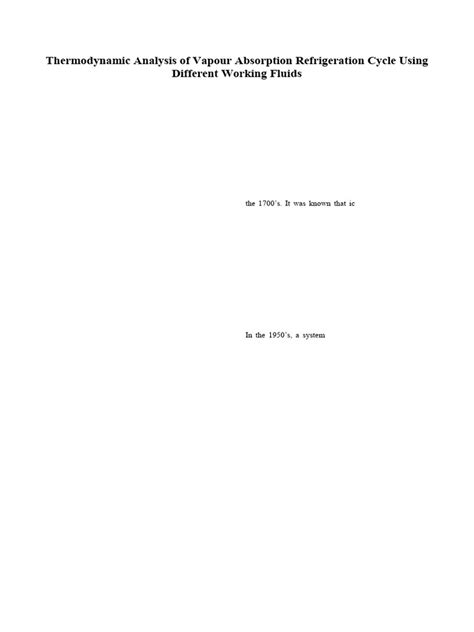thermodynamic analysis of thermodynamic analysis of vapour absorption
