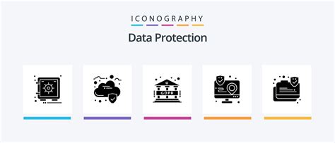 Data Protection Glyph 5 Icon Pack Including Protection Connection Gdpr Map Interaction