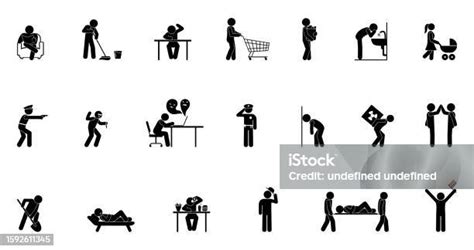 스틱 그림 인간의 실루엣 사람 아이콘 고립된 픽토그램 다른 상황에 있는 남자 가정용 장비에 대한 스톡 벡터 아트 및 기타 이미지 가정용 장비 가지 식물 부위 개체